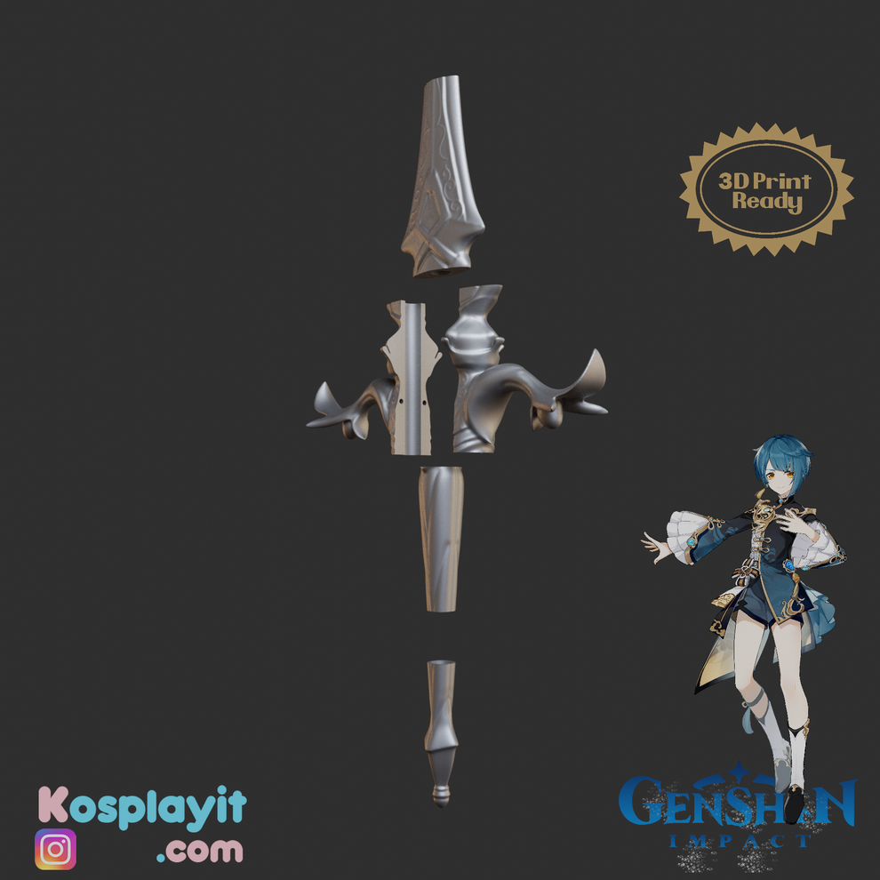 Sacrificial Sword - Digital 3D Model - Genshin Impact - Xingqiu Cospla ...