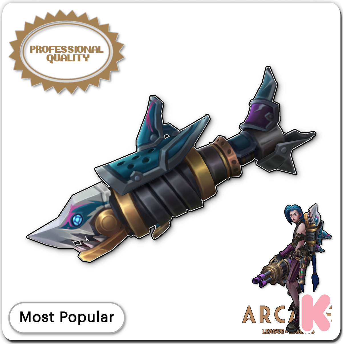 Jinx Arcane Shark Bazooka (Fishbones)- Digital 3D Model - League of Le ...