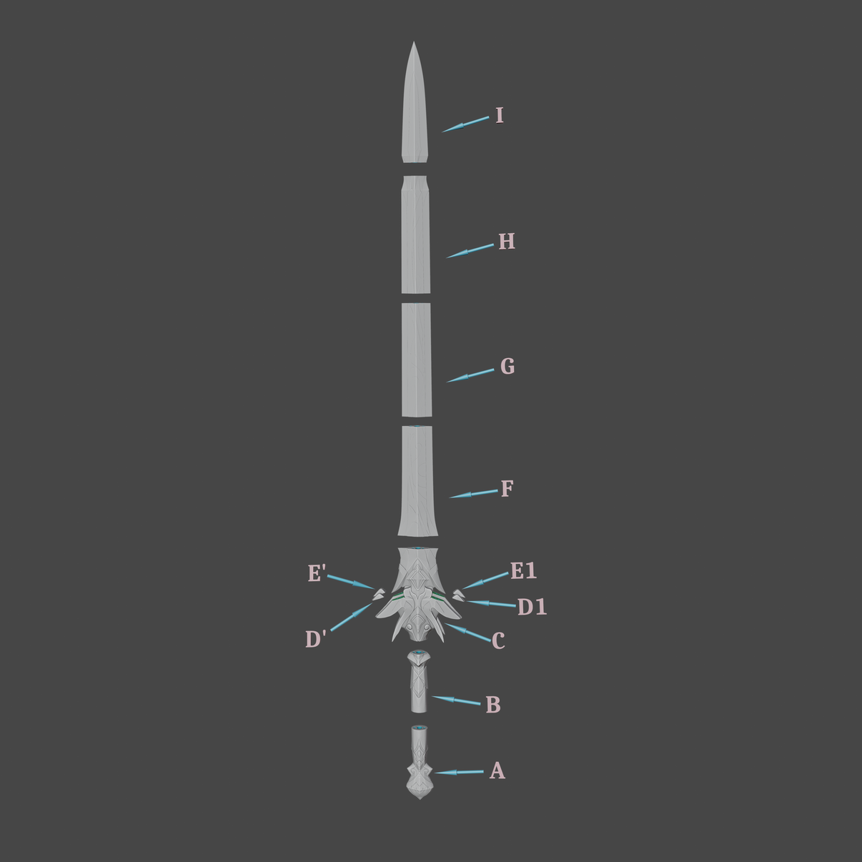 Yanqing Sword - Digital 3D Model Files and Physical 3D Printed Kit Opt ...