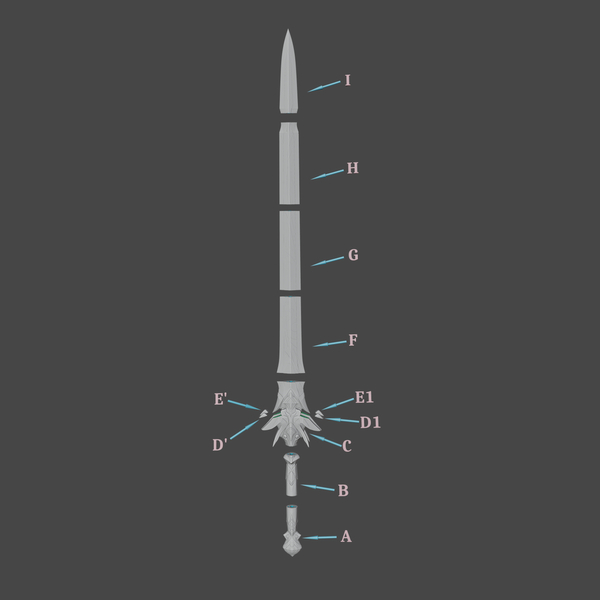 Yanqing Sword - Digital 3D Model Files and Physical 3D Printed Kit Opt ...