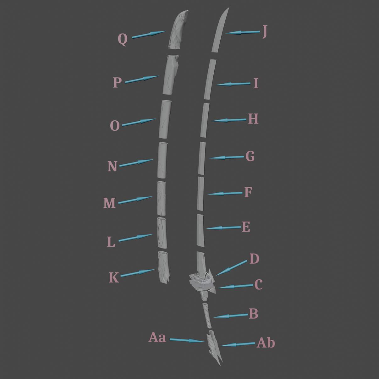 Acheron's Katana - Digital 3D Model - Honkai: Star Rail - Acheron Cosp ...