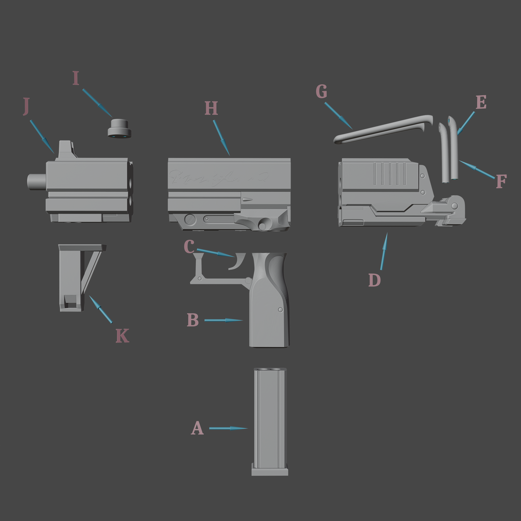 Kafka Uzi - Digital 3D Model Files and Physical 3D Printed Kit Options ...